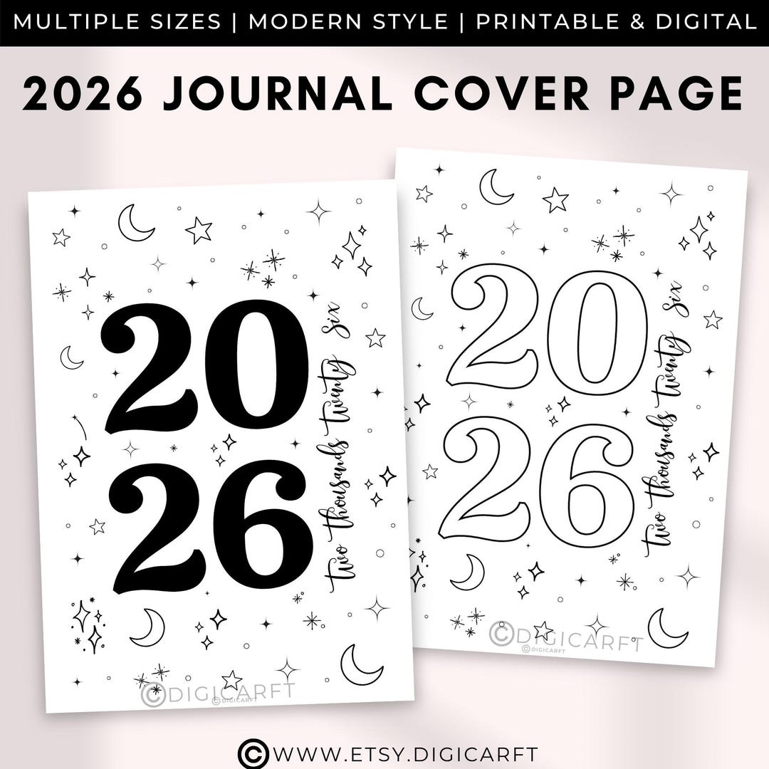 2026 Journal Cover Page,yearly Planner Cover A5 Printable,2026 Bullett ...