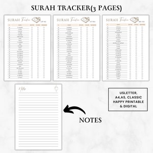 Printable Quran Tracker,recitation & Memorisation Tracker,quran Planner ...