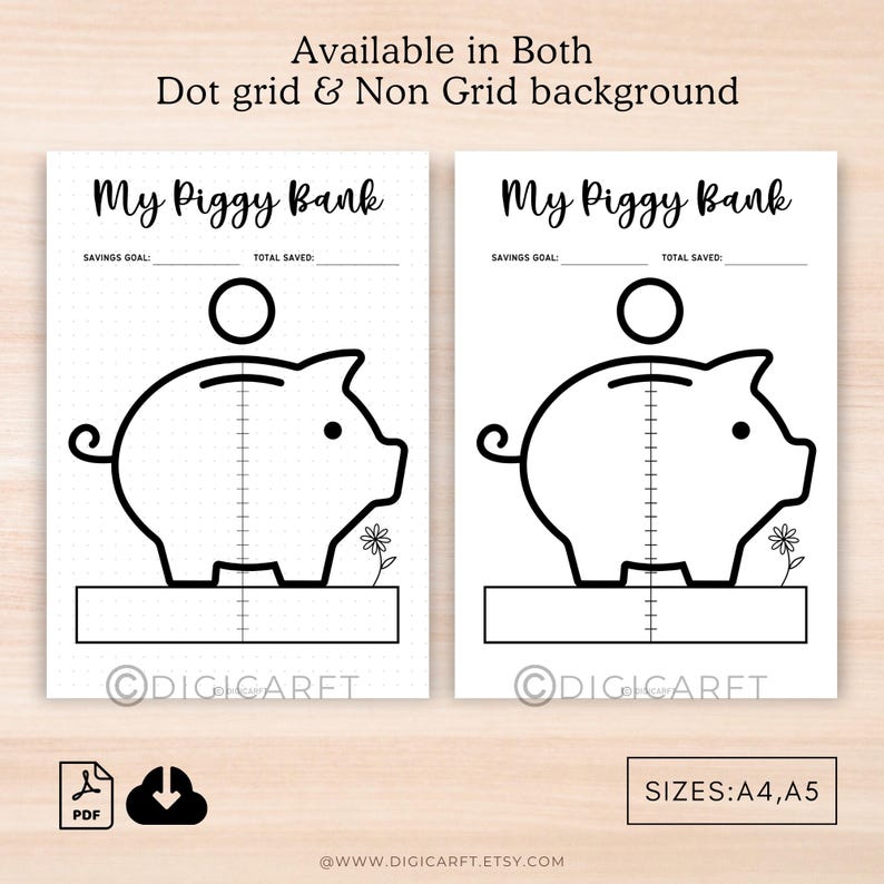 Piggy Bank Savings Tracker Coloring Printable,digital Savings Tracker ...