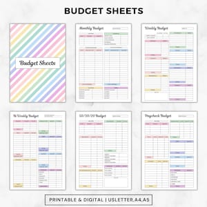 Rainbow Budget Finance Planner Bundle Printable,digital Finance Journal ...