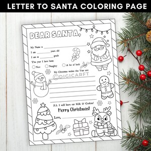 Letter to Santa Printable Coloring Page,printable Santa Wishlist ...