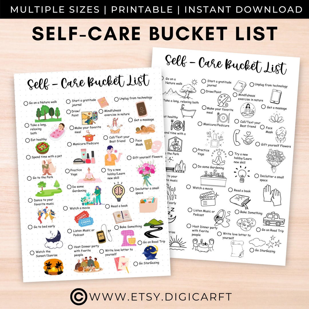 Self Care Bucket List Printable,bullett Journal Bundle,a5 Bujo Selfcare ...