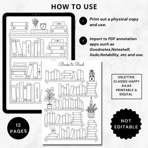 Bookshelf Printable Template,minimal Bujo Bookshelf Tracker Digital ...