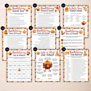 Thanksgiving Games Bundle Printable,friendsgiving Party Game ...