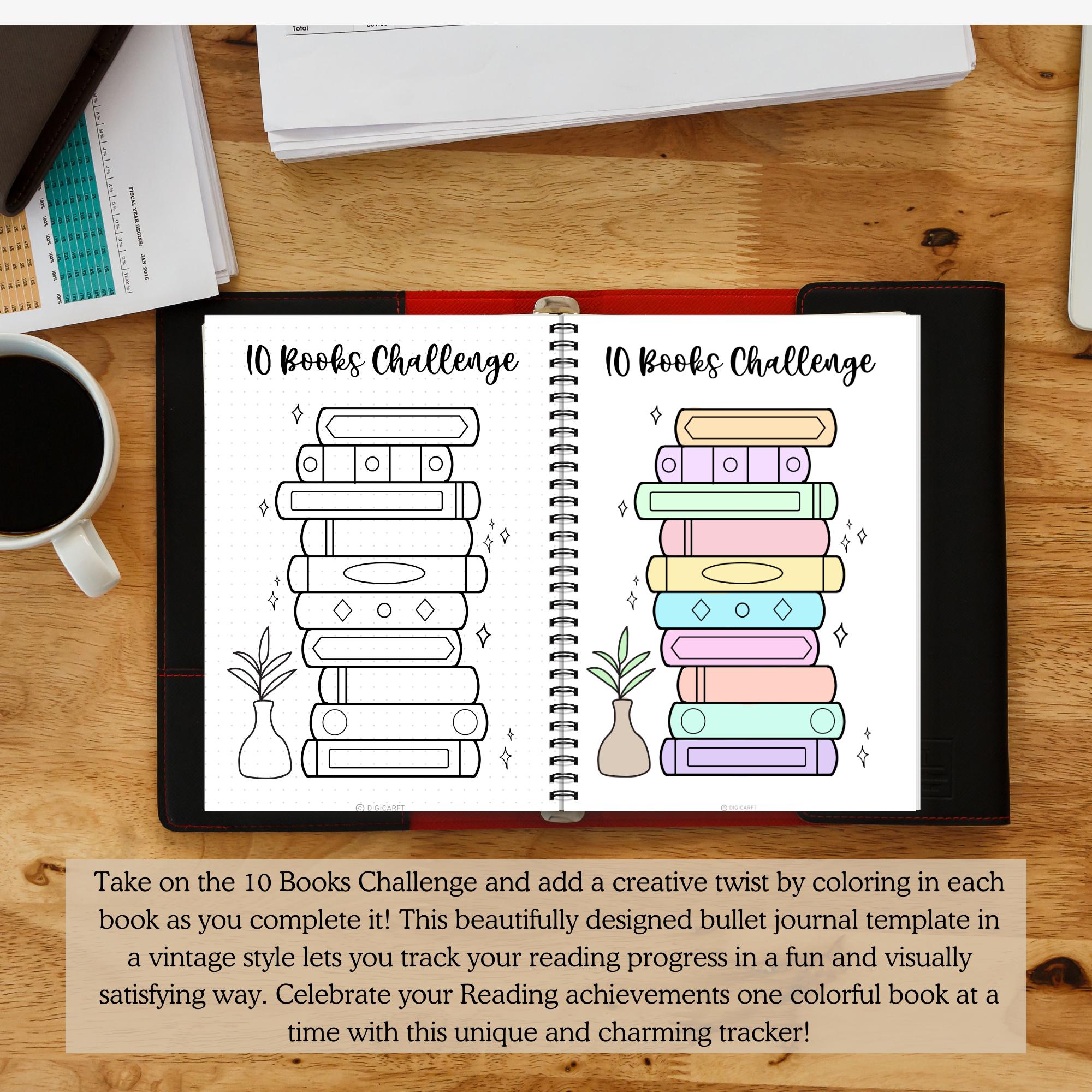 10 Books Challenge Tracker Printable,book Reading Challenge Template ...