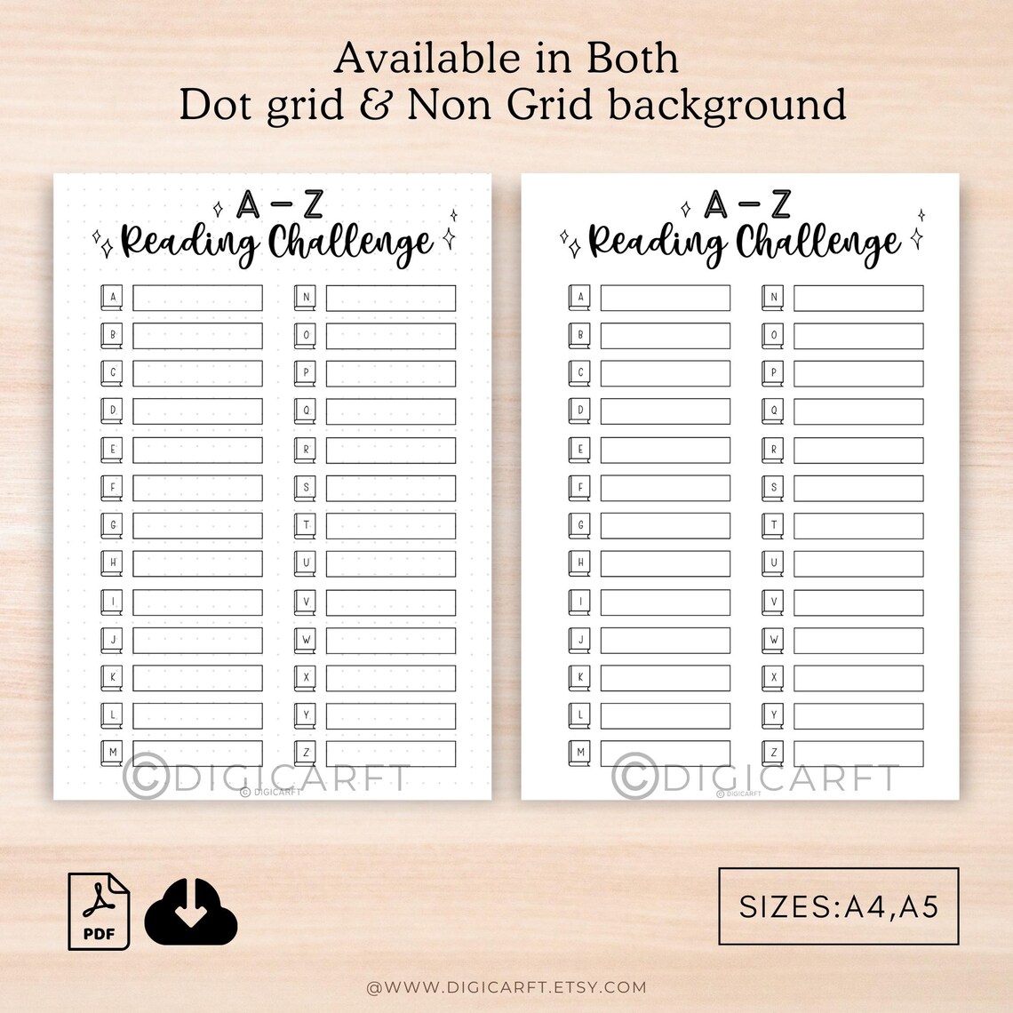 A-z Reading Challenge Printable for Book Lovers,alphabet Reading ...