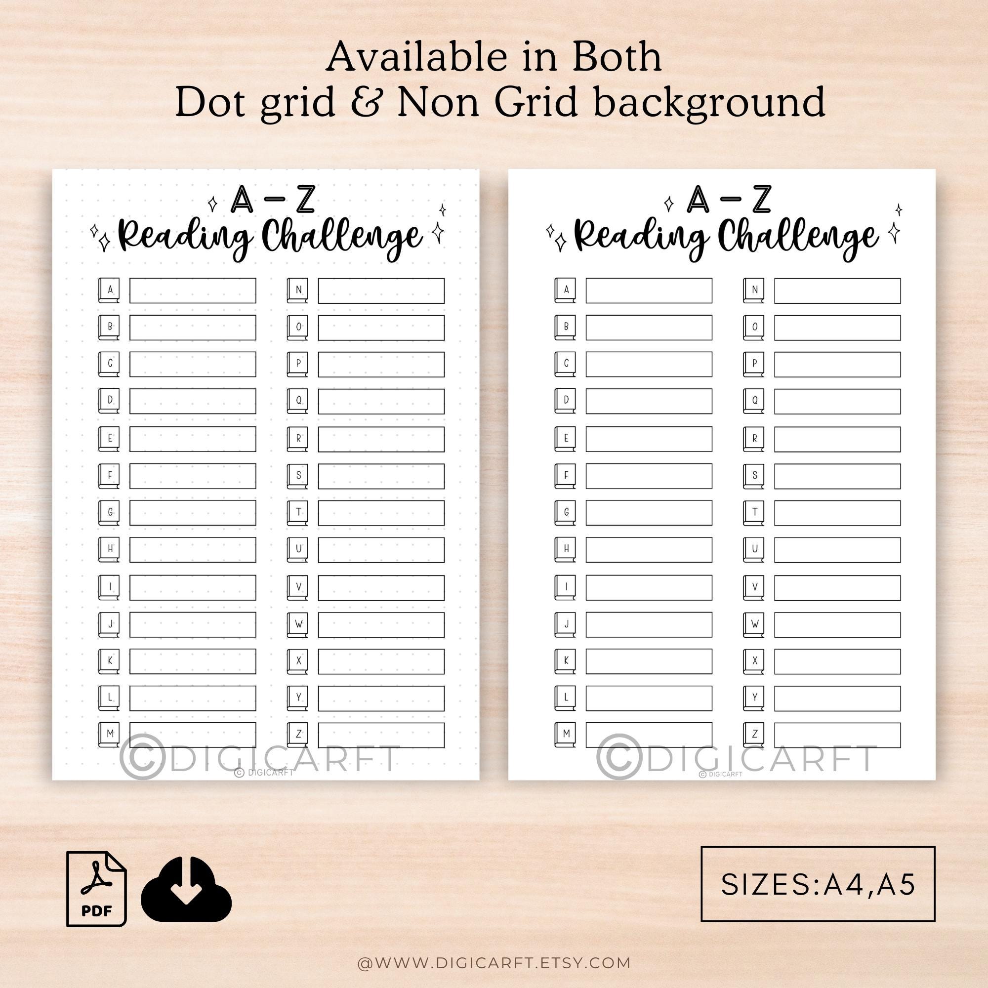 A-z Reading Challenge Printable for Book Lovers,alphabet Reading ...