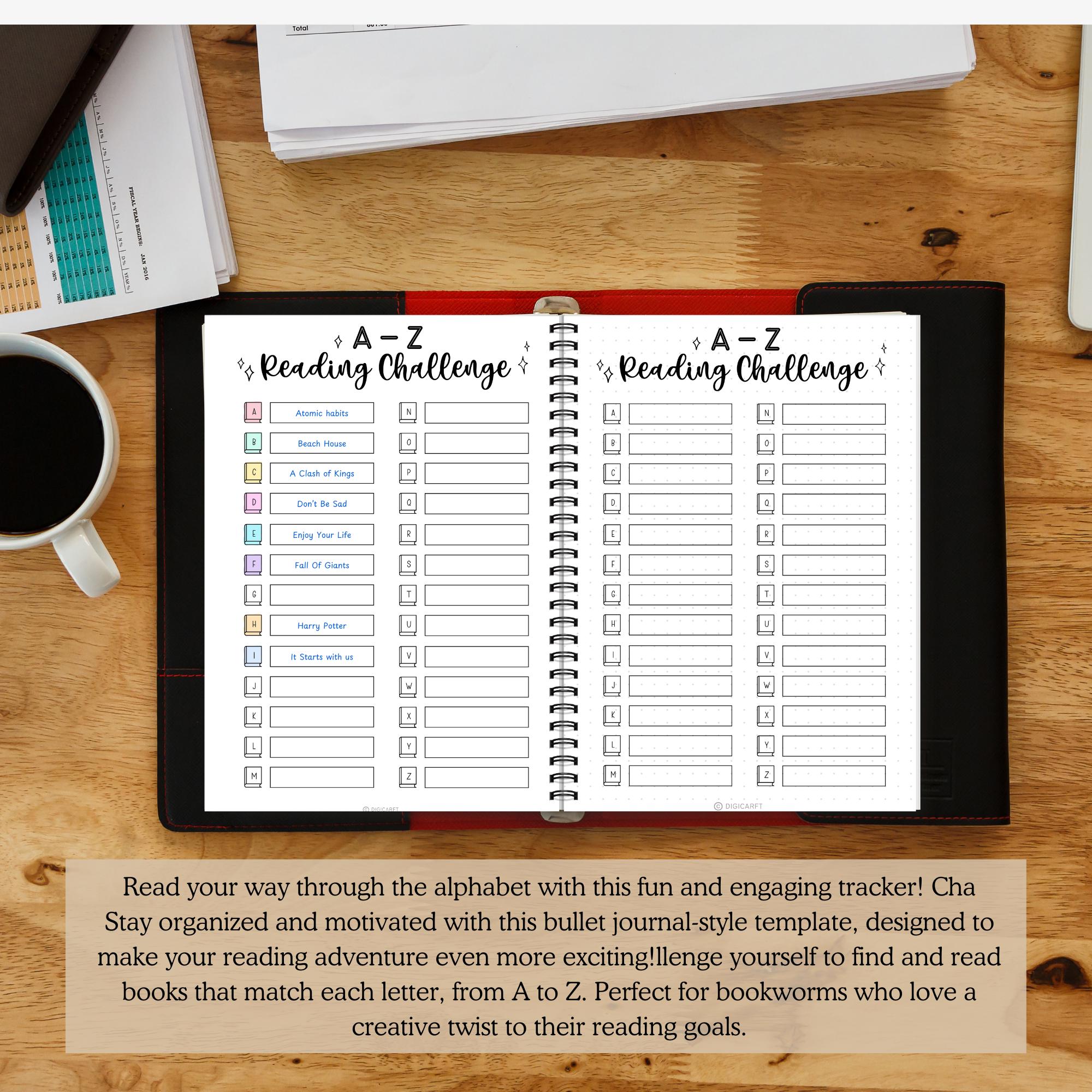 A-z Reading Challenge Printable for Book Lovers,alphabet Reading ...