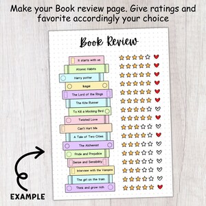 Book Review Template Printable,a5 Journal Reading Review Page,reading ...