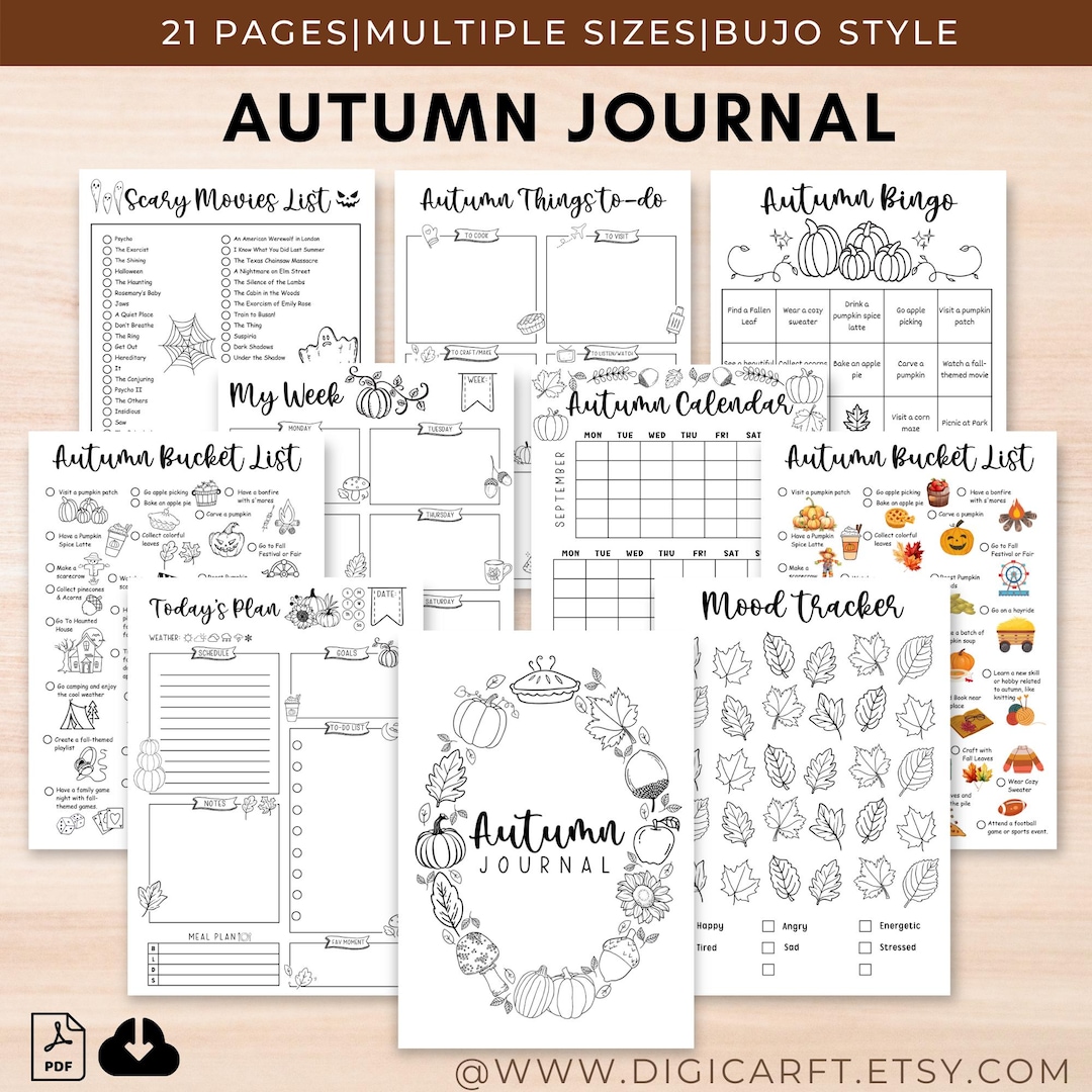 Autumn Journal Kit Printable,printable Fall Bucket List,bujo Autumn ...