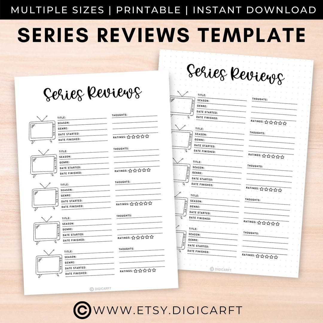 TV Series Review Tracker Printable,a5 Bullet Journal Page,tv Program ...