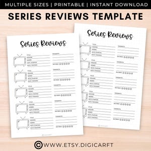 TV Series Review Tracker Printable,a5 Bullet Journal Page,tv Program ...