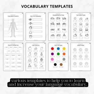 Language Learning Planner Printable,language Study Notebook,vocabulary ...