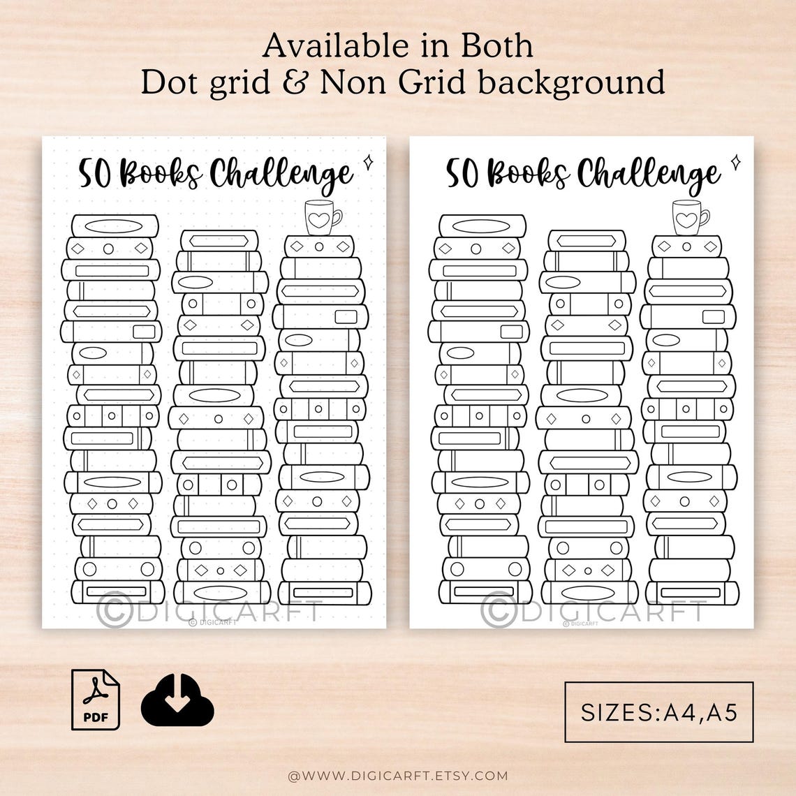 50 Book Challenge Tracker Printable,books Reading Challenge Templates ...