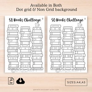50 Book Challenge Tracker Printable,books Reading Challenge Templates ...