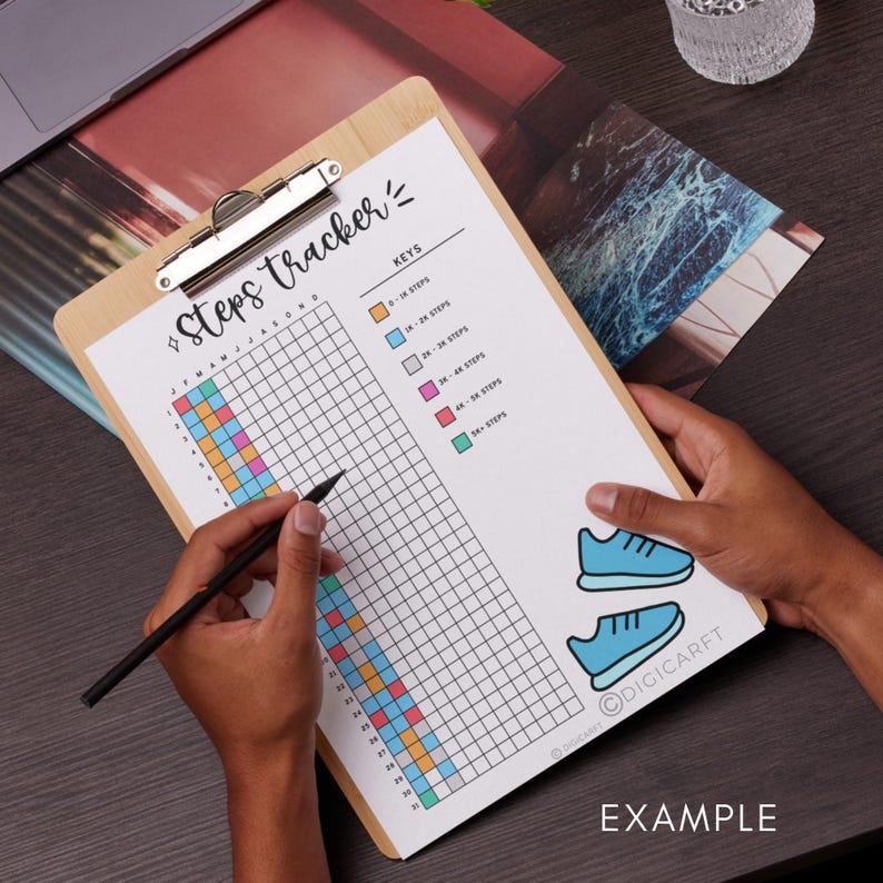 Yearly Steps Tracker Printable: A5 Biko Fitness Journal Insert (digital ...