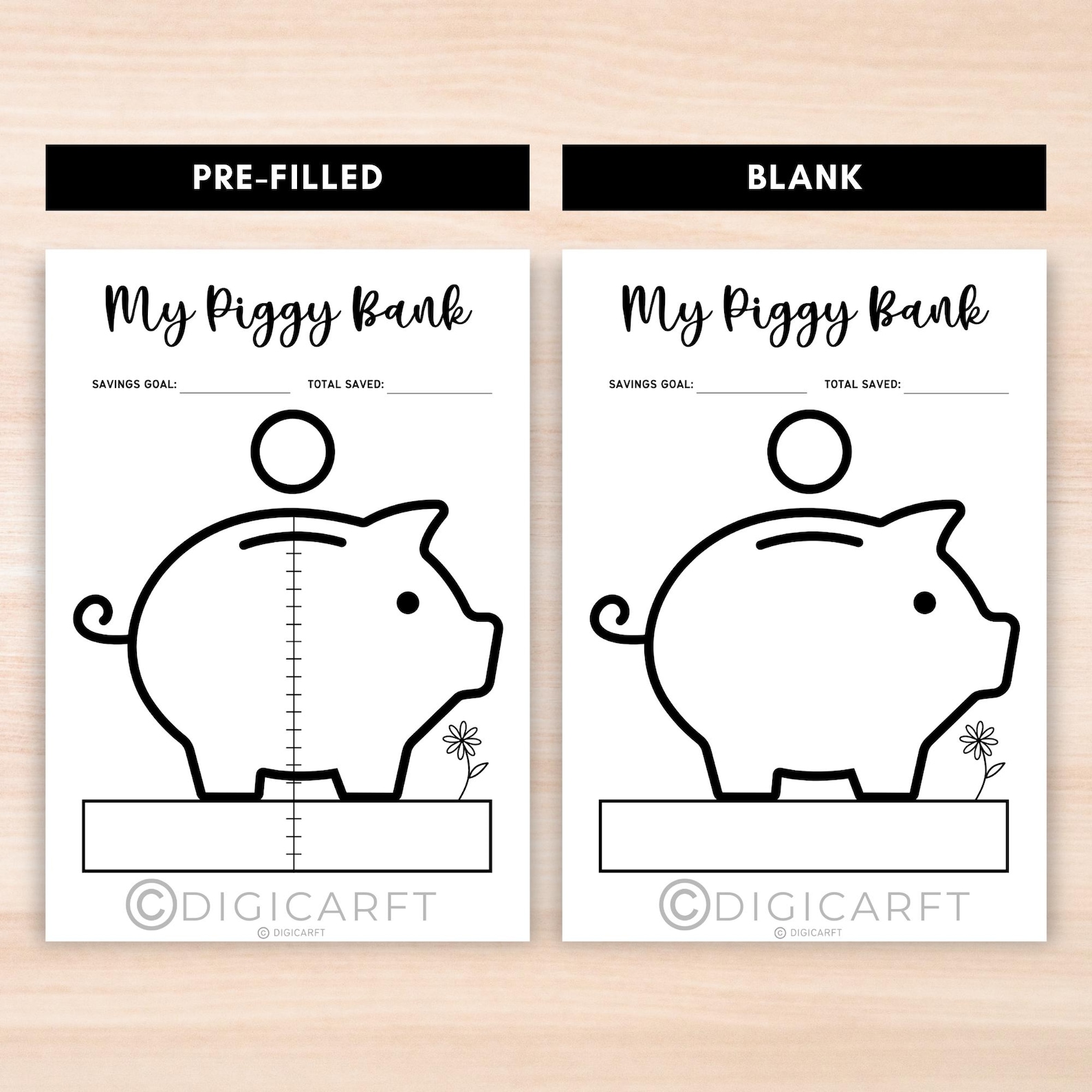 Piggy Bank Savings Tracker Coloring Printable,digital Savings Tracker ...