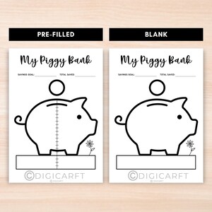 Piggy Bank Savings Tracker Coloring Printable,digital Savings Tracker ...