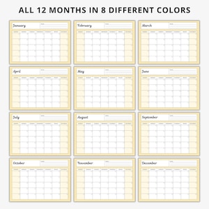 Blank Monthly Calendar With Notes Pdf,colorful Monthly Planner Digital ...