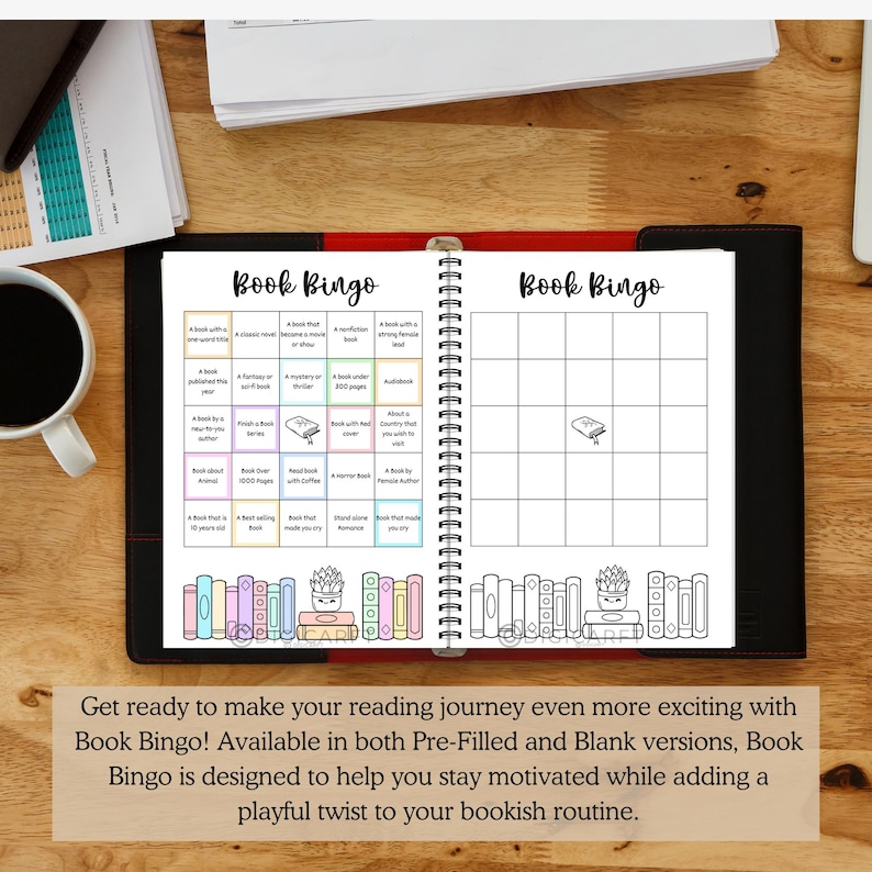 Book Bingo Printable,reading Tracker Log Bujo,book Reading Challenge ...