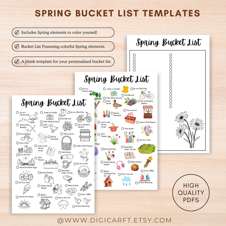 Spring Journal Kit Printable,printable Spring Bucket List,bujo Spring ...