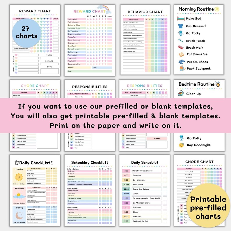 Editable Chore Chart for Multiple Kids Daily Checklist - Etsy Canada