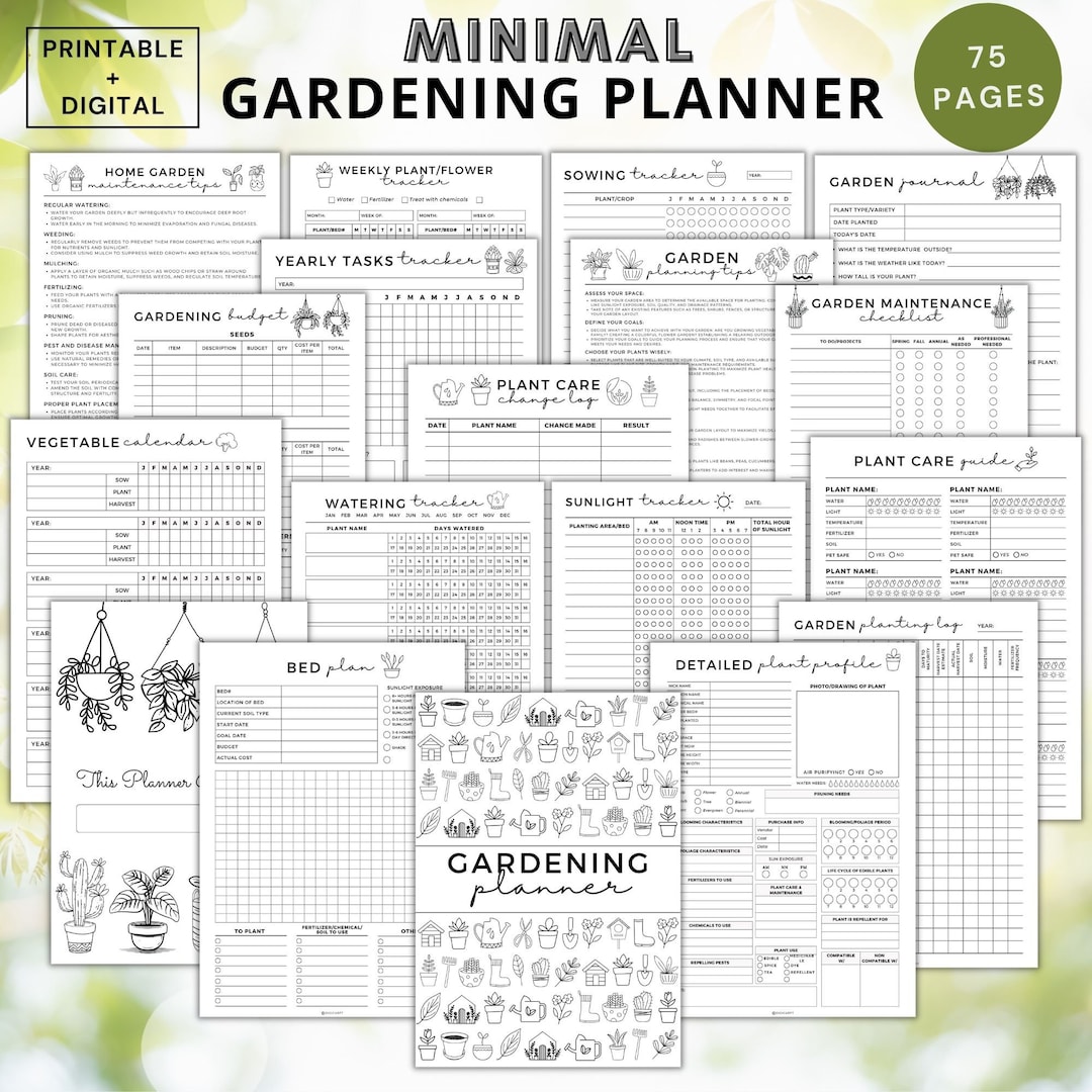 Gardening Planner Printable Pdf,garden Journal Tracker Digital,indoor ...
