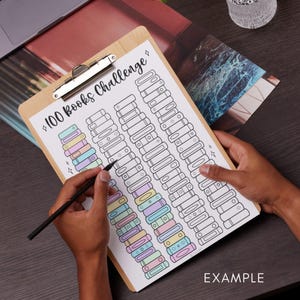 100 Book Challenge Tracker Printable,books Reading Challenge Templates ...