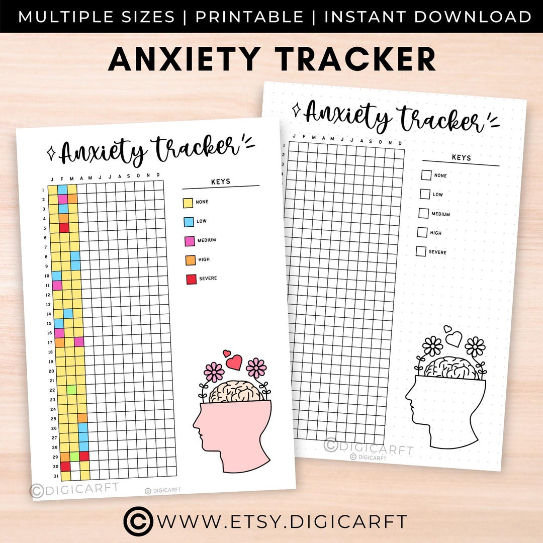 Anxiety Tracker Journal Page Printable,stress Mental Health Yearly ...