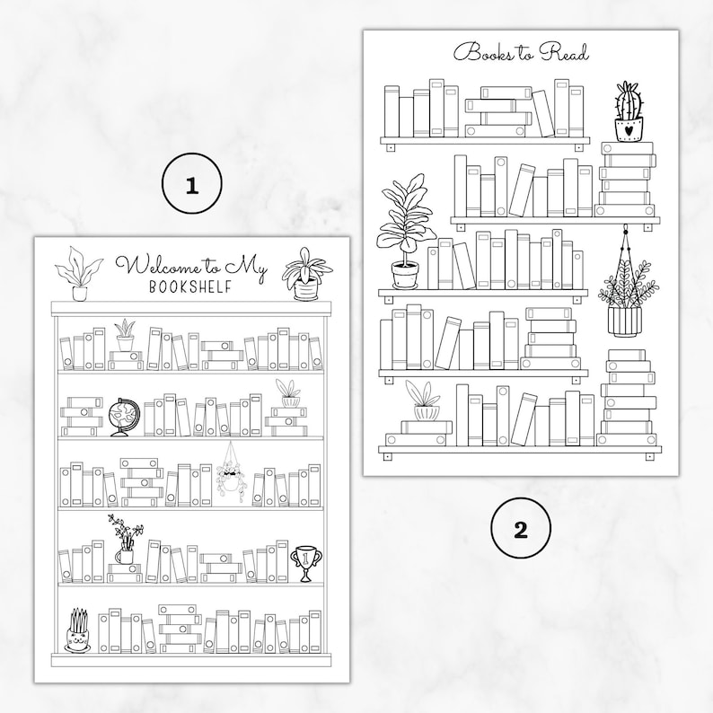 Bookshelf Printable Template,minimal Bujo Bookshelf Tracker Digital ...