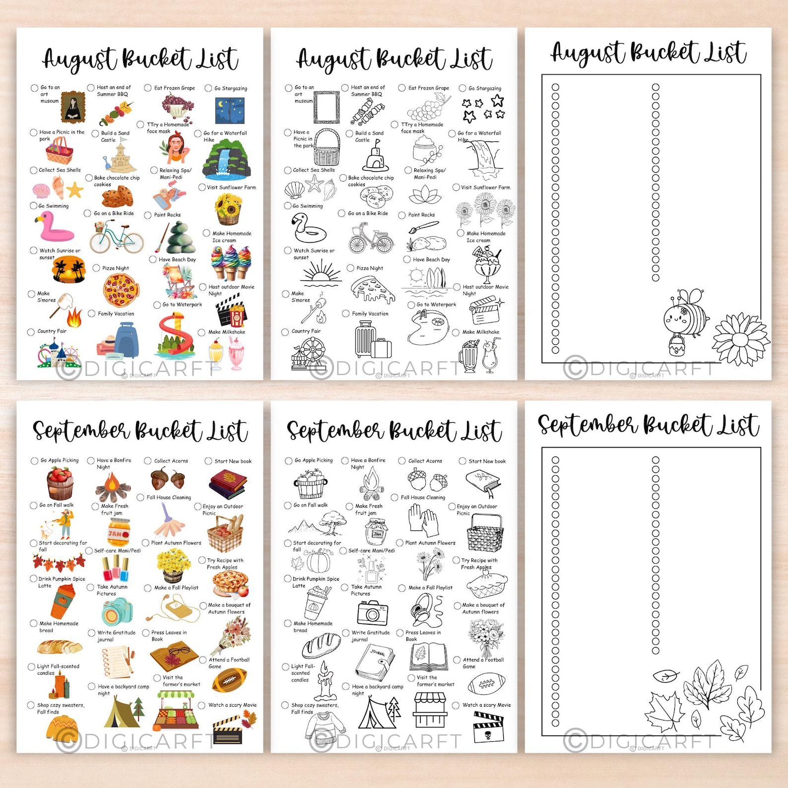 12 Monthly Bucket List Bullet Journal Bundle,monthly to Do List ...
