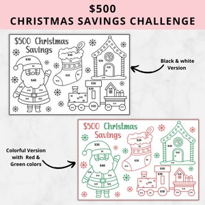 1000,500,1500 Christmas Savings Challenge Printable Cash Envelope ...