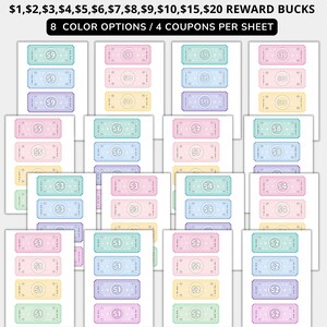 Editable Kids Reward Bucks and Chart,reward Coupons for Kids,mom Bucks ...