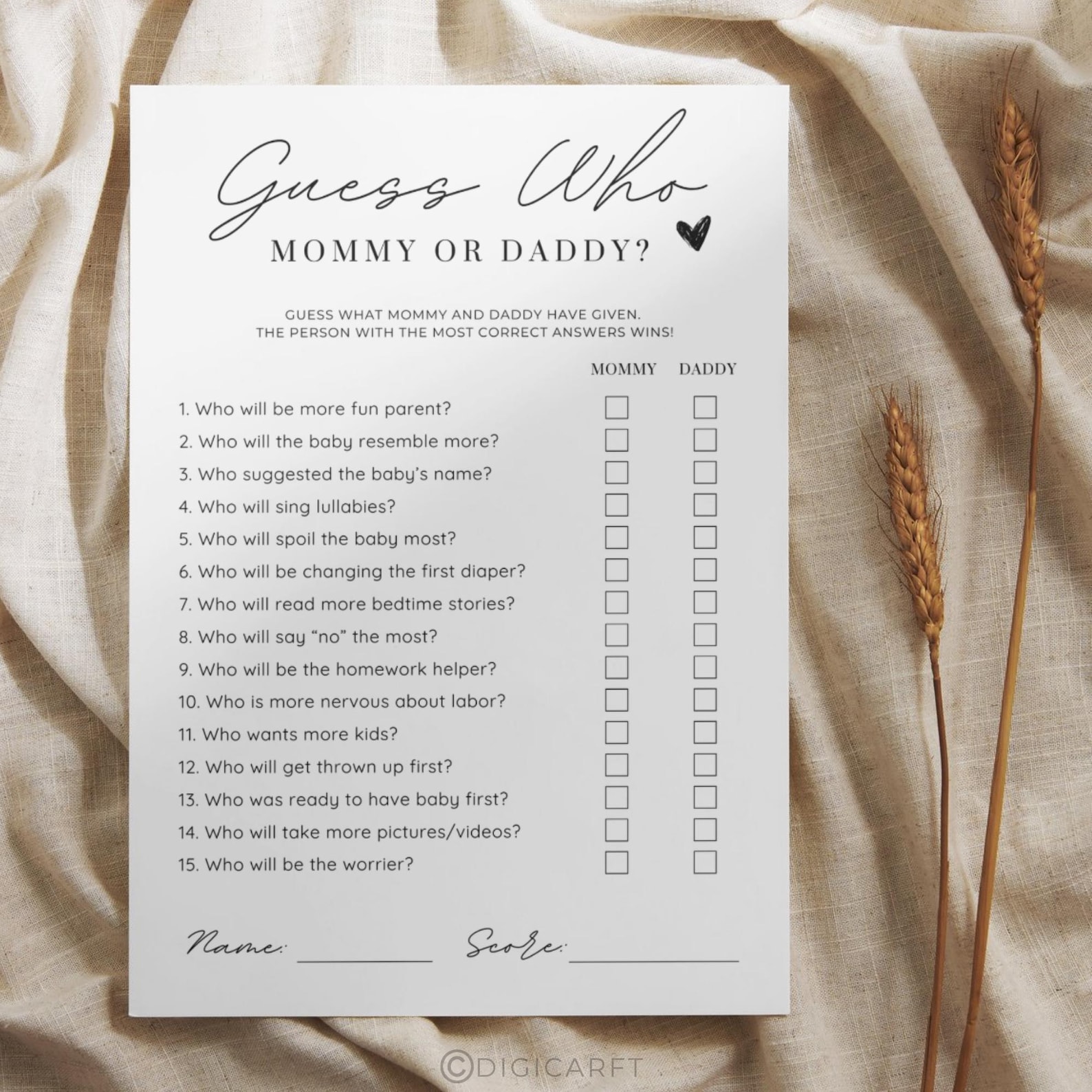 Guess Who Mommy or Daddy Babyshower Game Minimalist,guess Who Baby ...