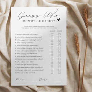 Guess Who Mommy or Daddy Babyshower Game Minimalist,guess Who Baby ...