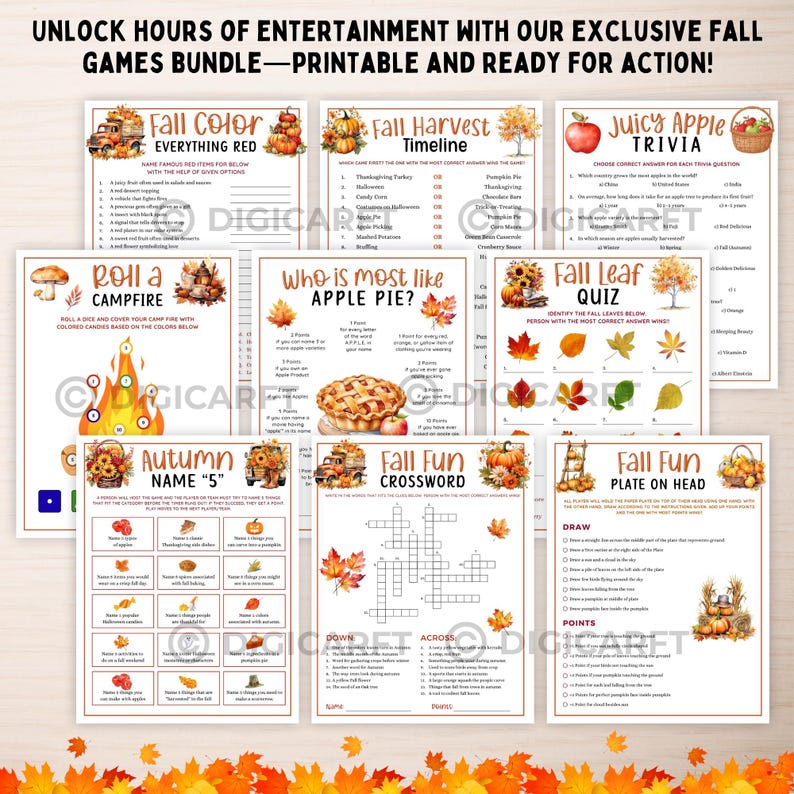 Fall Games Bundle Printable,autumn Fall Party Games,fun Activities for ...