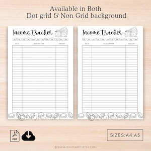 Income Tracker Printable Fillable,income Tracking Template Pdf A5,daily ...