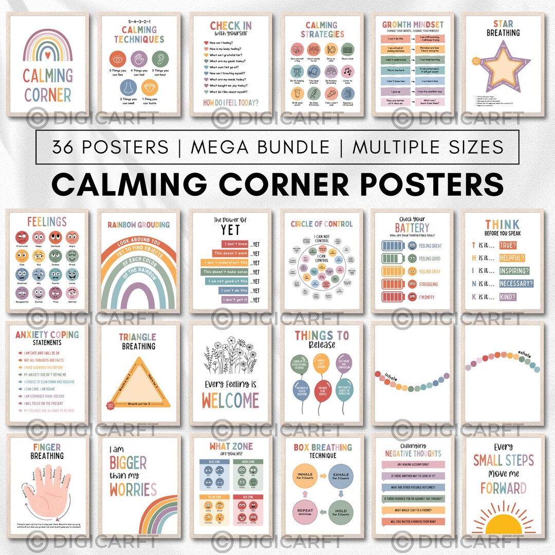 Calm Down Corner Poster Decor for Kids Room Boho,emotion Calming Place ...