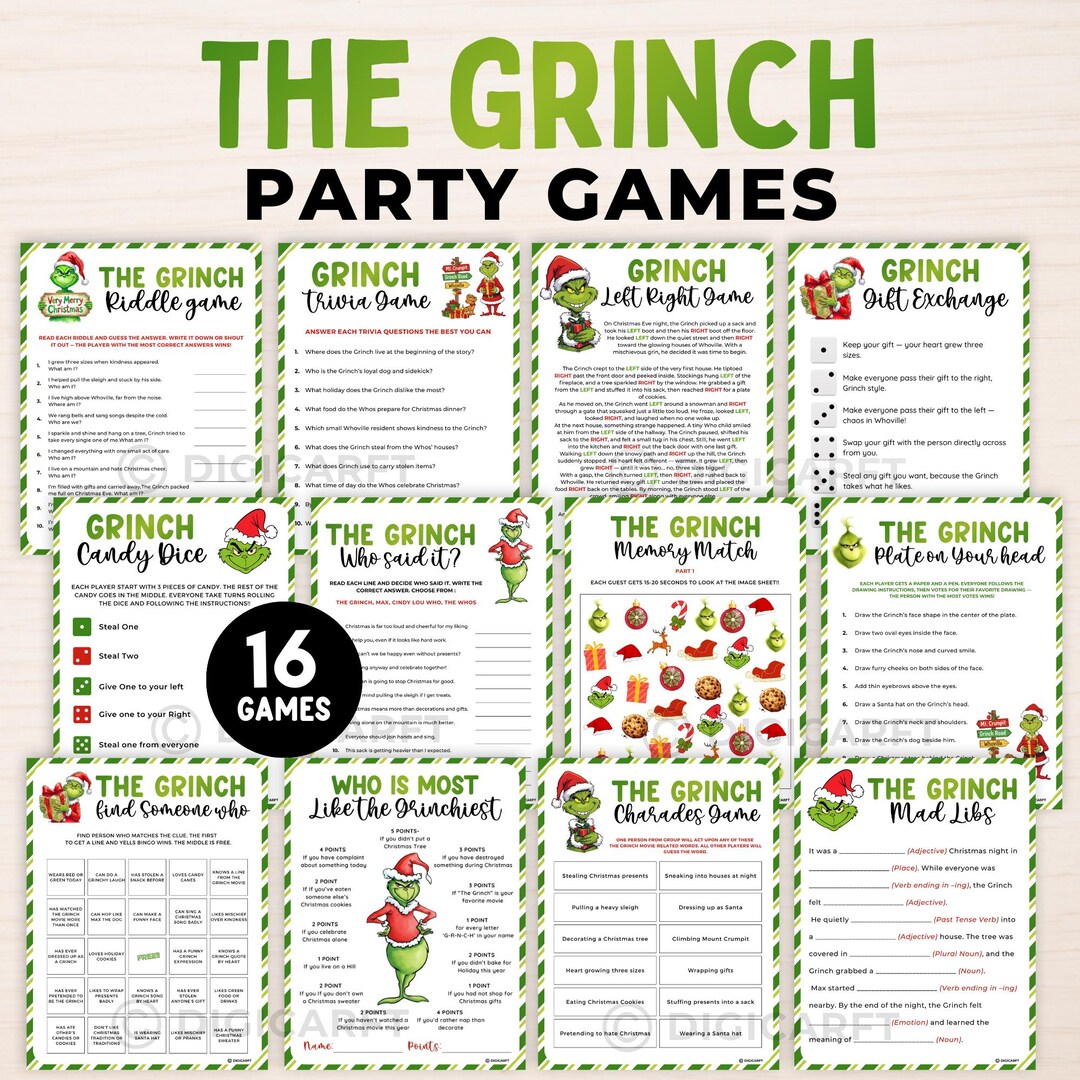 Grinch Games for Adults,grinch Party Games Printable,grinch Left Right ...