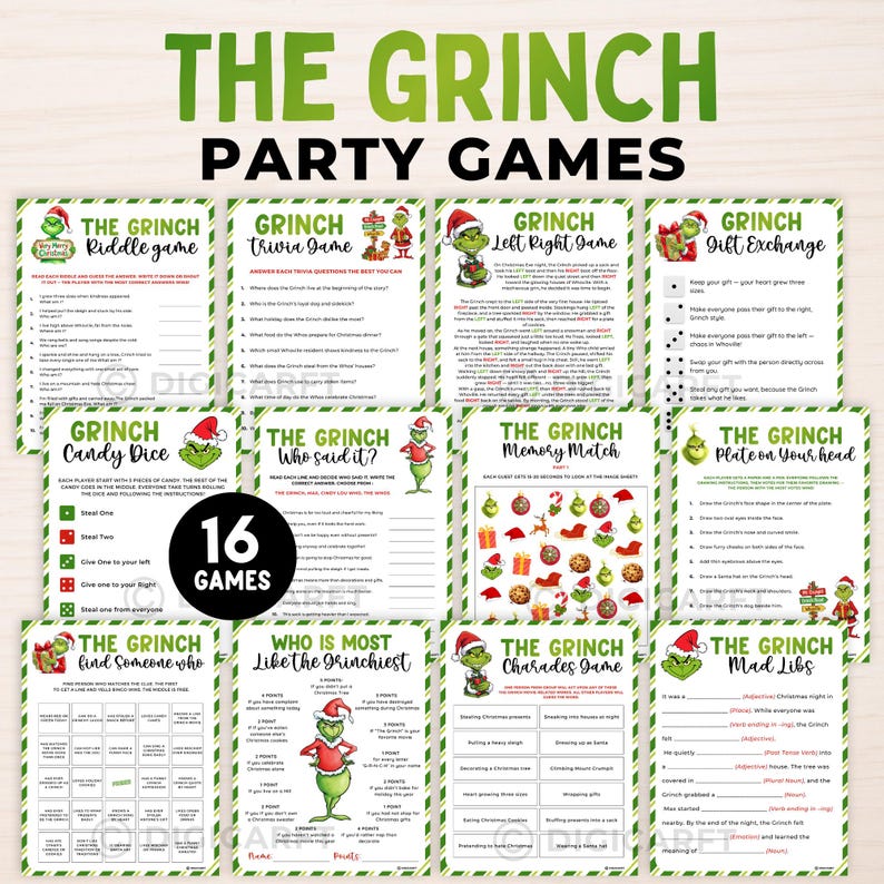 Grinch Games for Adults,grinch Party Games Printable,grinch Left Right ...