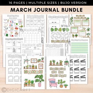 March Journal Bundle Plants Printable,march Monthly Cover Calendar ...