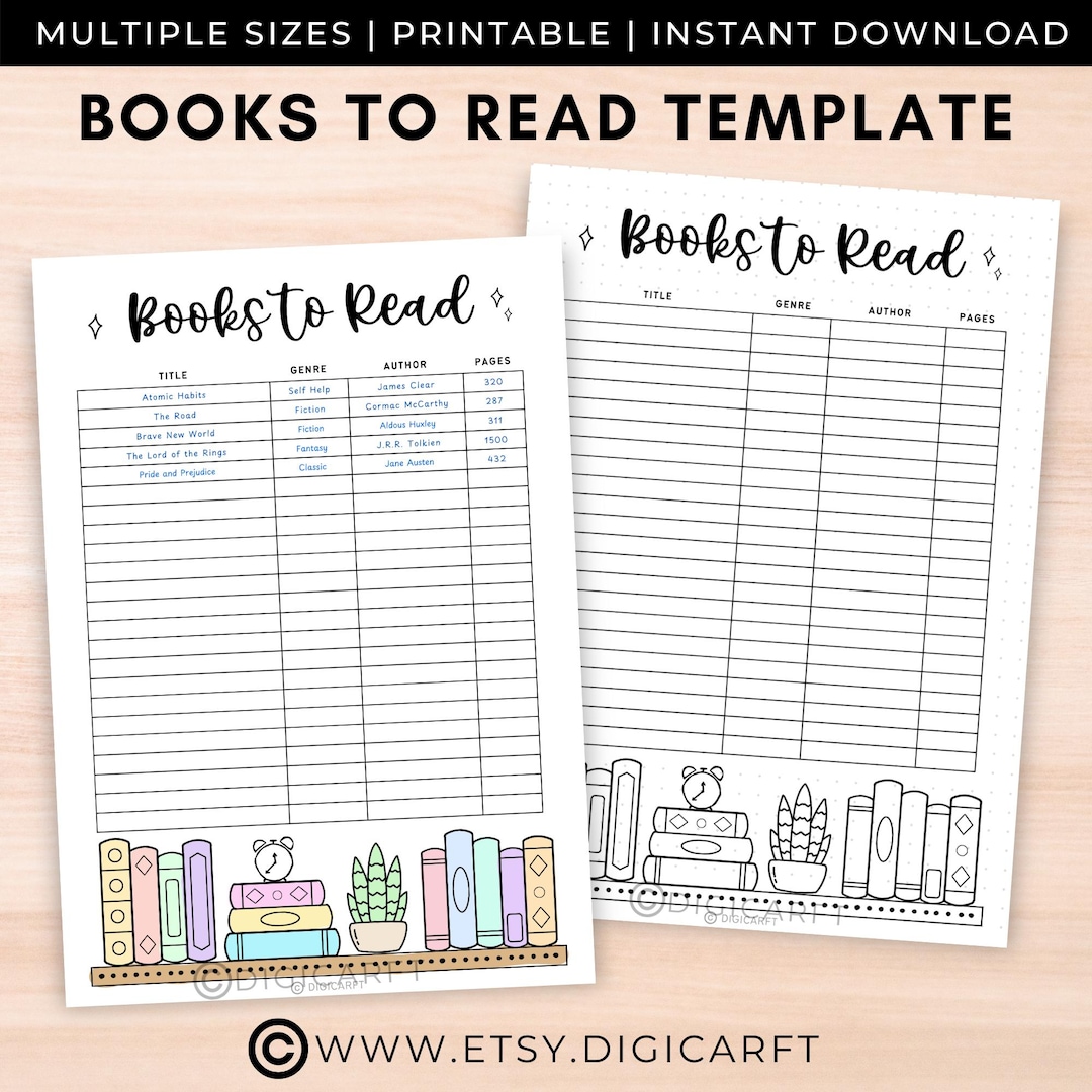 Books to Read Journal List Printable,tbr Template A5 Bujo,book Reading ...