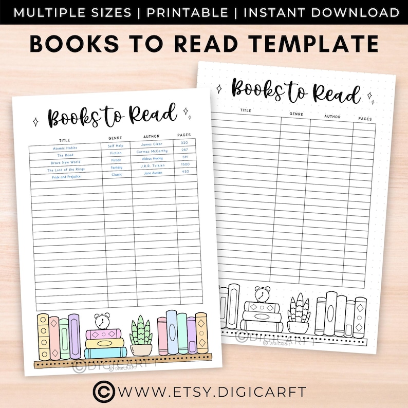 Books to Read Journal List Printable,tbr Template A5 Bujo,book Reading ...