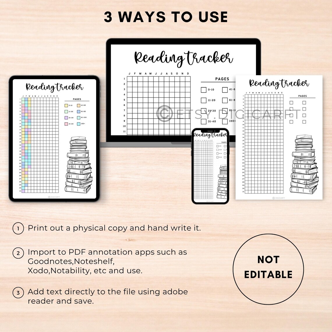 Yearly Reading Log: A4 A5 Printable Book Tracker (PDF) - Etsy