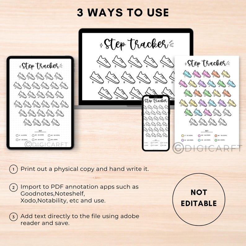 Monthly Steps Tracker Printable,a5 Bullett Journal Page,daily Steps ...