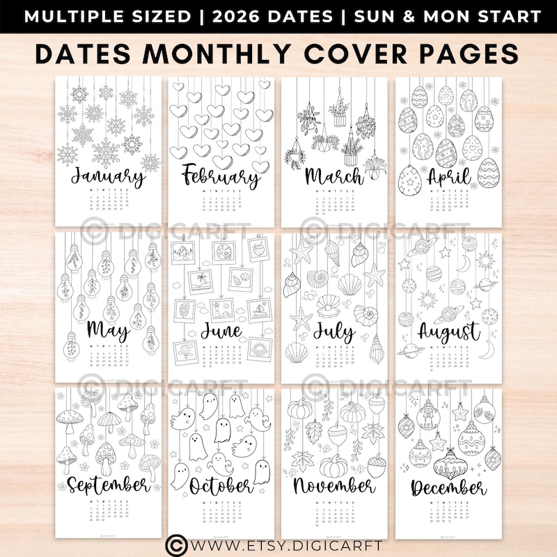 A5 Monthly Tab Stickers - Etsy