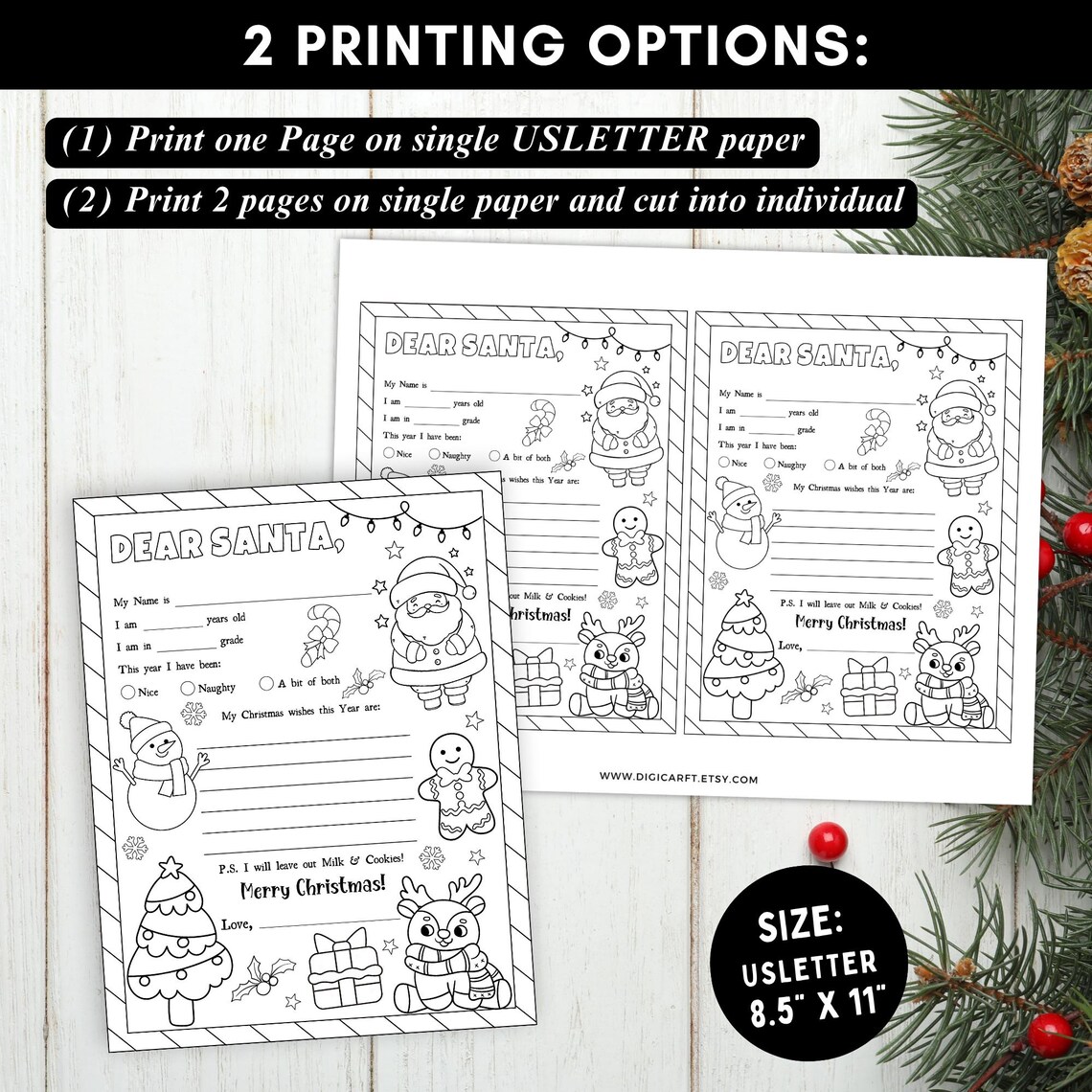 Letter to Santa Printable Coloring Page,printable Santa Wishlist ...