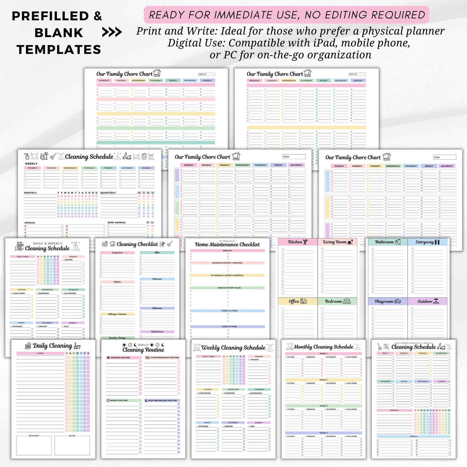 Ultimate Cleaning Schedule Bundle Editable,cleaning Planner Bundle A4 ...