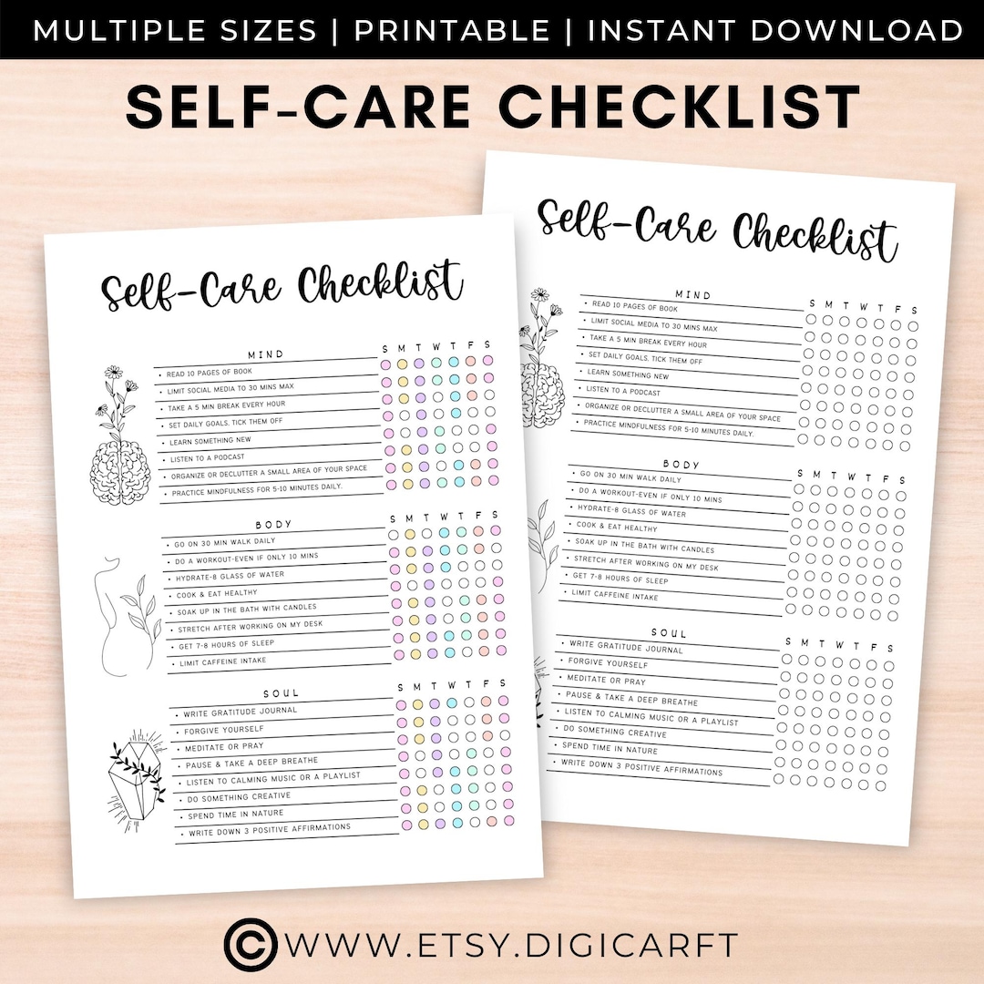 Self Care Checklist and Planner Printable,bullett Journal Bundle,a5 ...