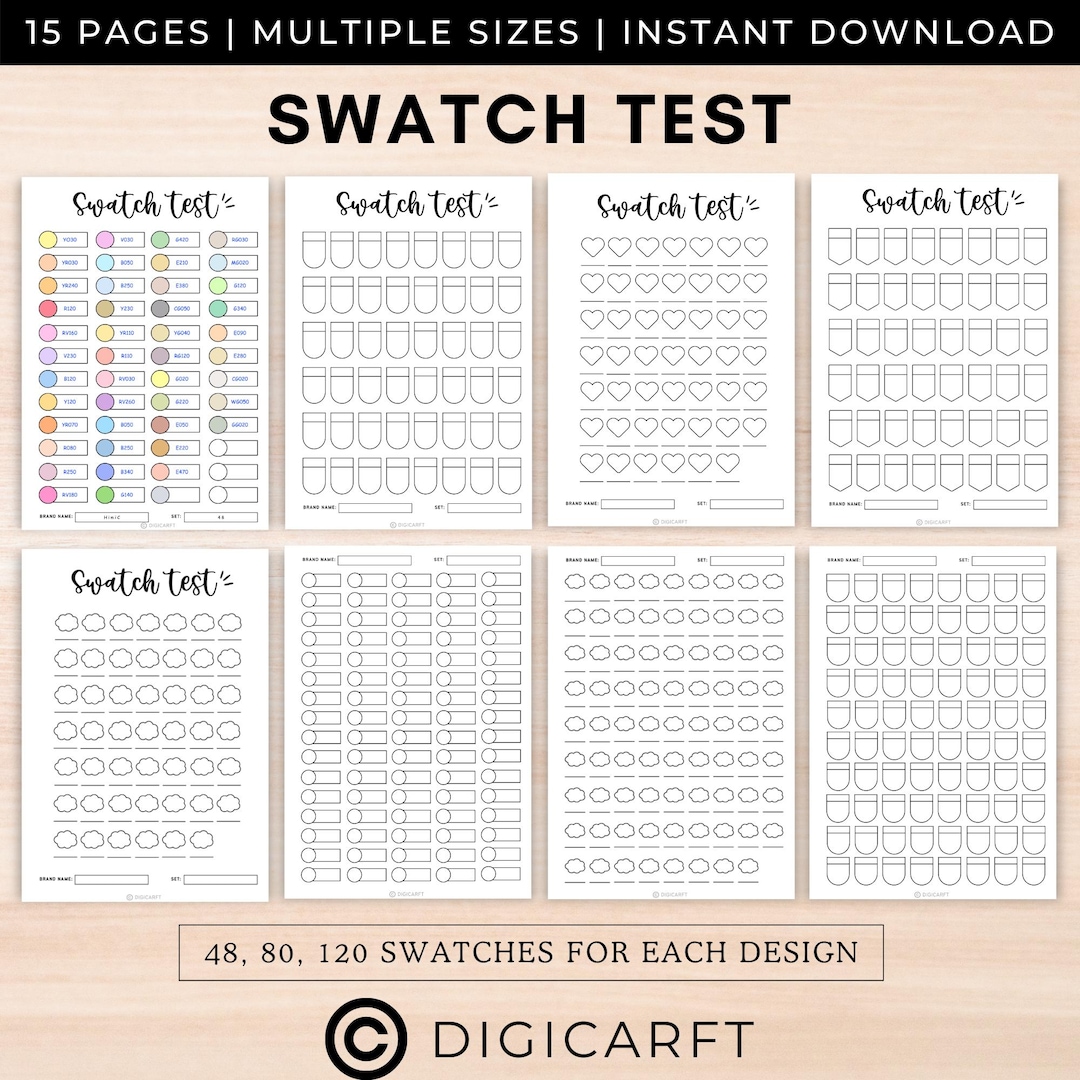 Swatch Test Journal Page A5,marker Swatch Sheet Blank,swatch Template ...